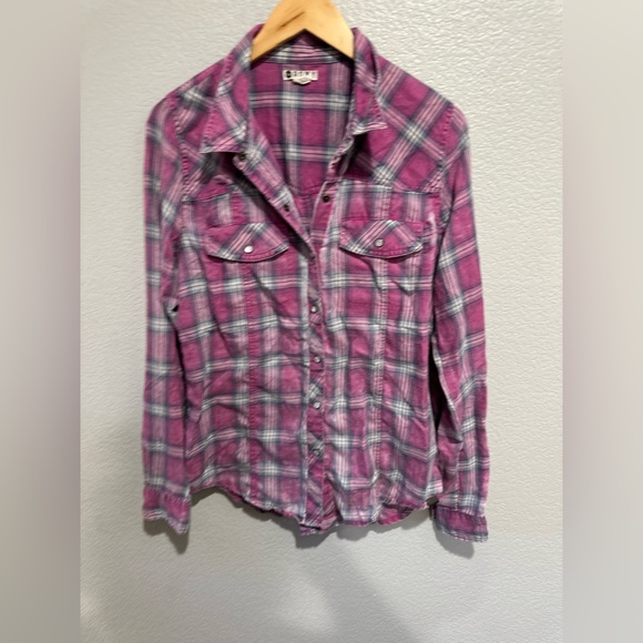 Roxy | Tops | Roxy Purple Plaid Shirt | Poshmark